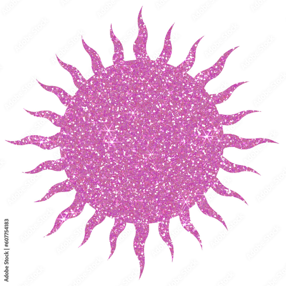 Pink sun glitter on transparent background. Sun icon.Design for ...