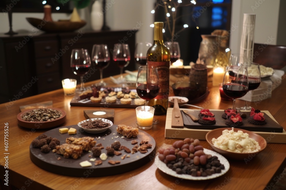 chocolate-themed dinner party, with wine pairings and desserts, created ...
