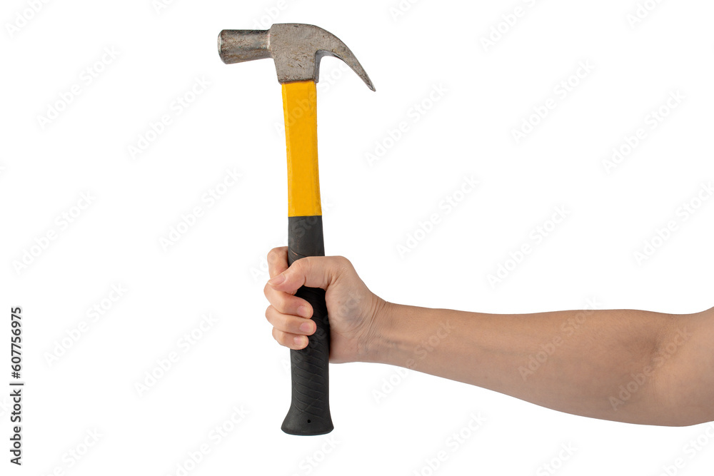 Hand with hammer on transparent background. Stock Photo | Adobe Stock