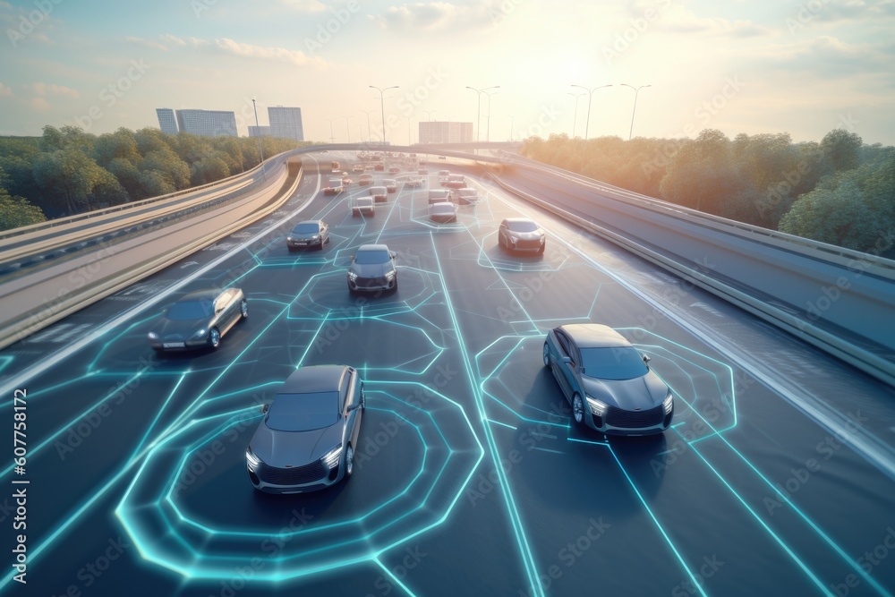 smart highway with automated, connected vehicles that communicate with ...