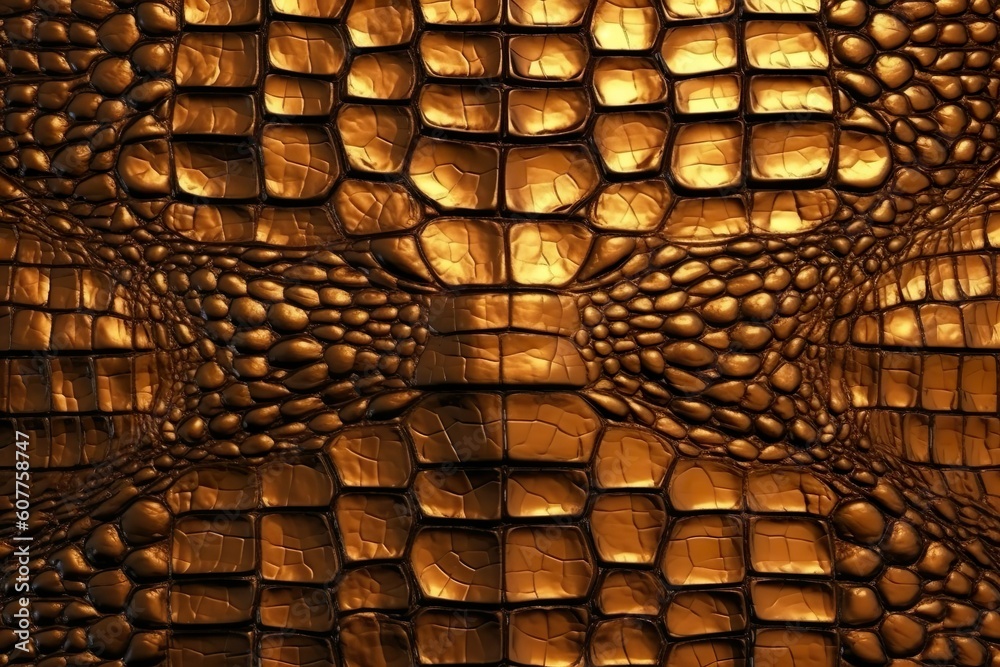 Golden pattern texture of Aligator skin. Generative AI Stock ...