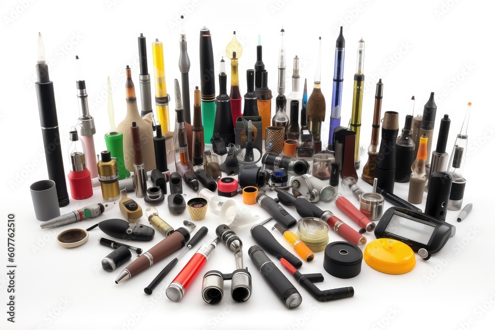collection of all kinds of vaporizers and smoking devices, in different ...