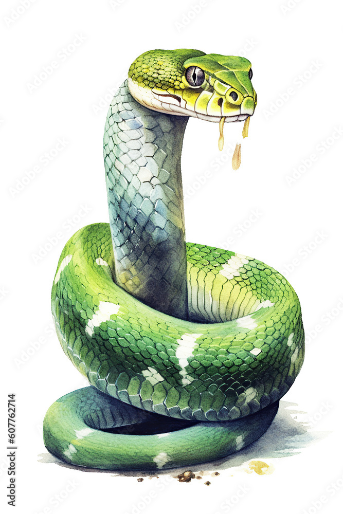 snake watercolor clipart cute isolated on white background Stock ...