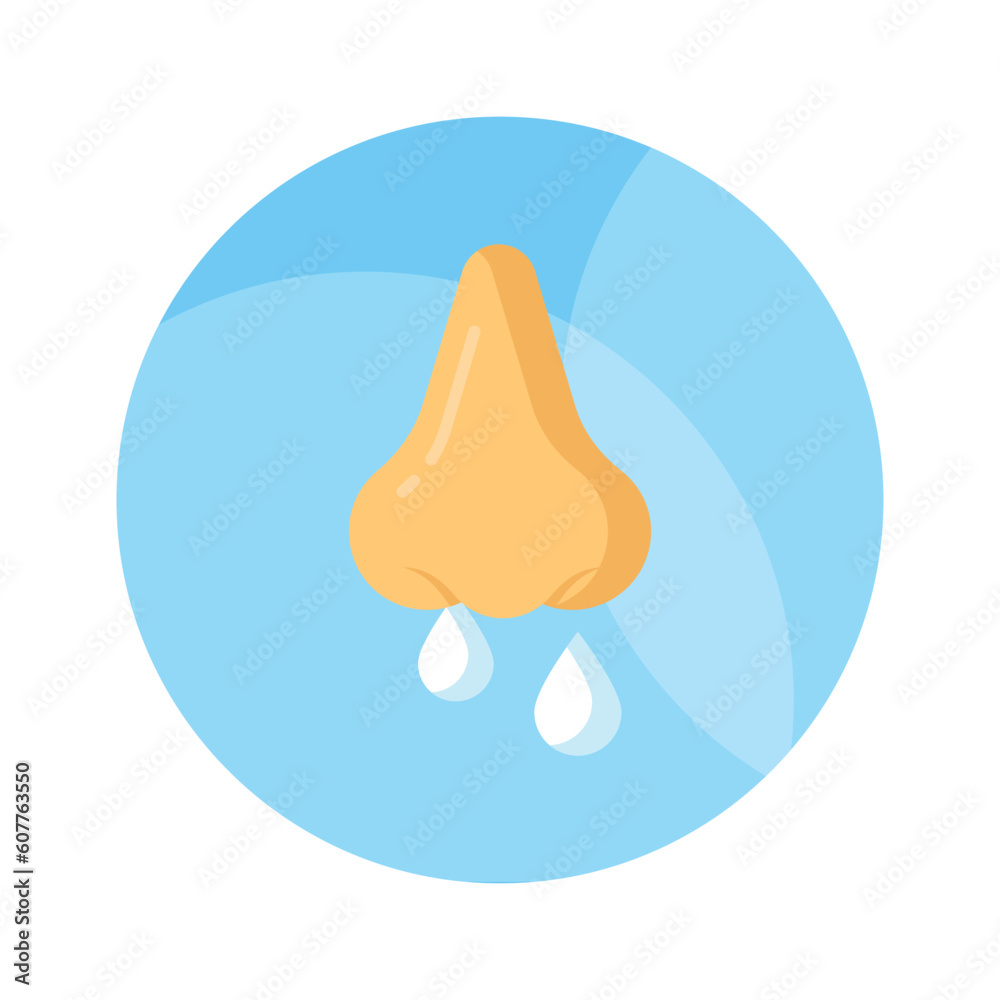 Vetor de Nose with mucus denoting concept vector of runny nose in ...