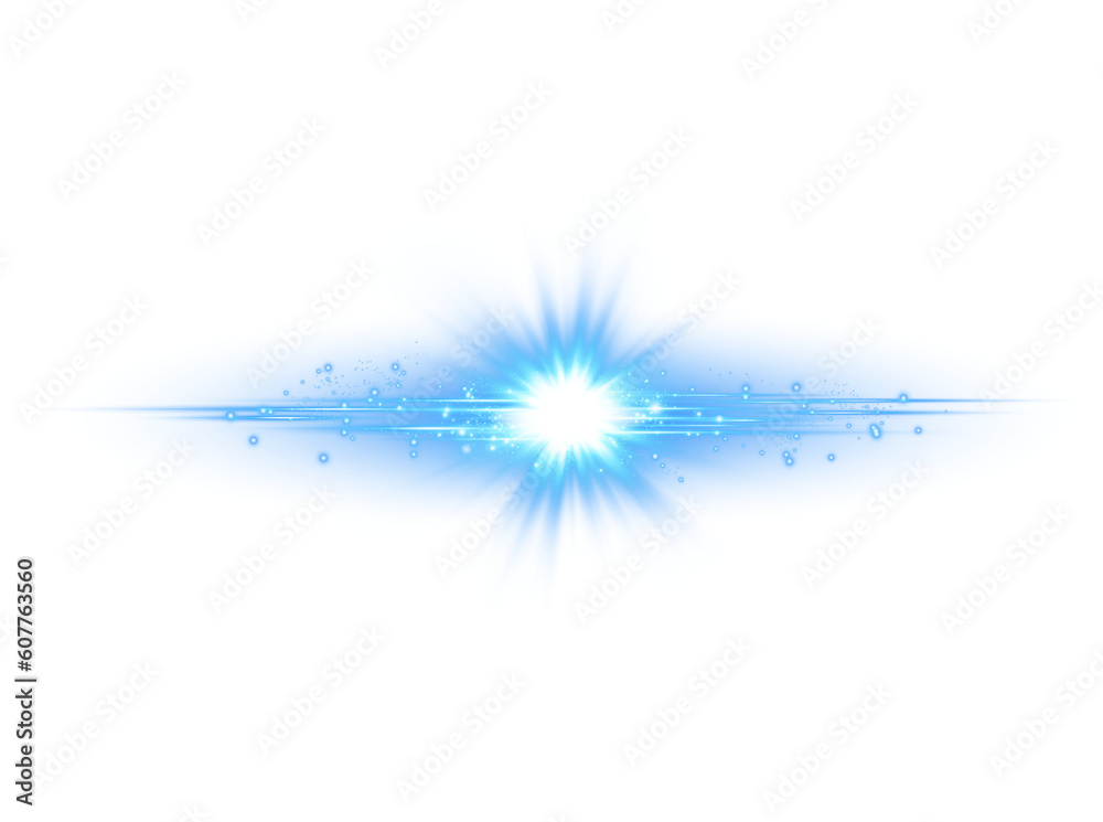 Blue star and sparks isolated on transparent background. Flares and ...