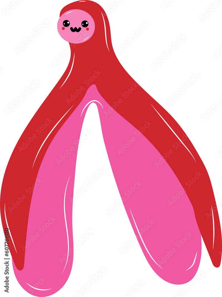 Reproductive system of the clitoris with kawaii eyes. Clitoral glans ...