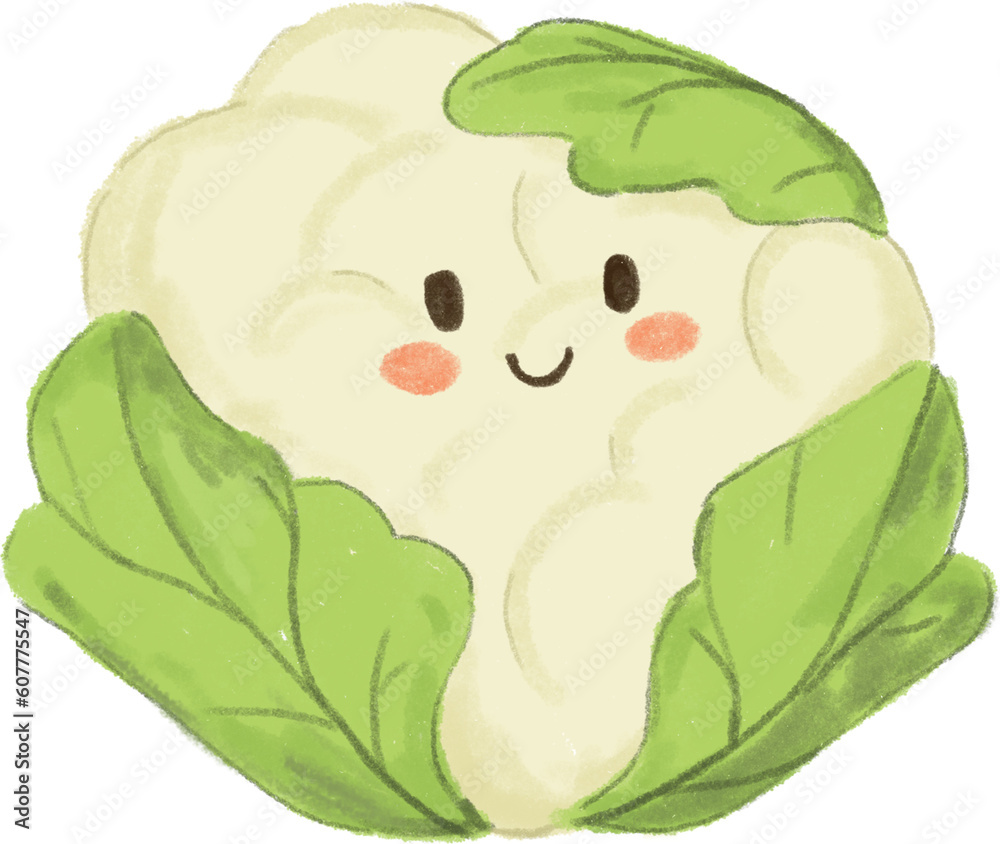 Cute and funny cartoon cauliflower vegetable characters clipart with ...