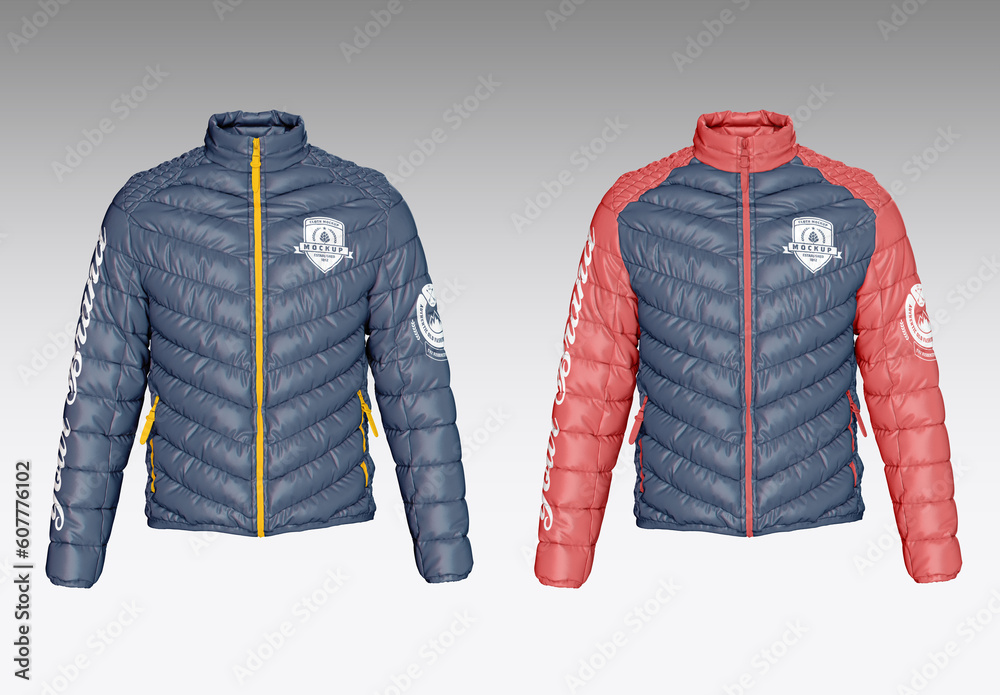 Padded Down Jacket Mockup Stock Template | Adobe Stock
