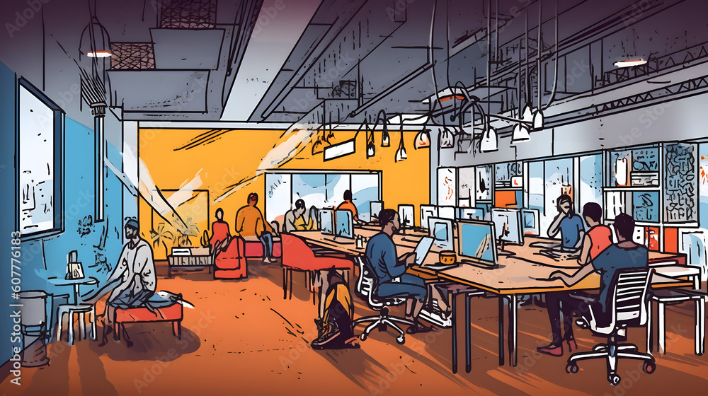 Tech Innovation: Futuristic Workspace with Interactive Screens and ...