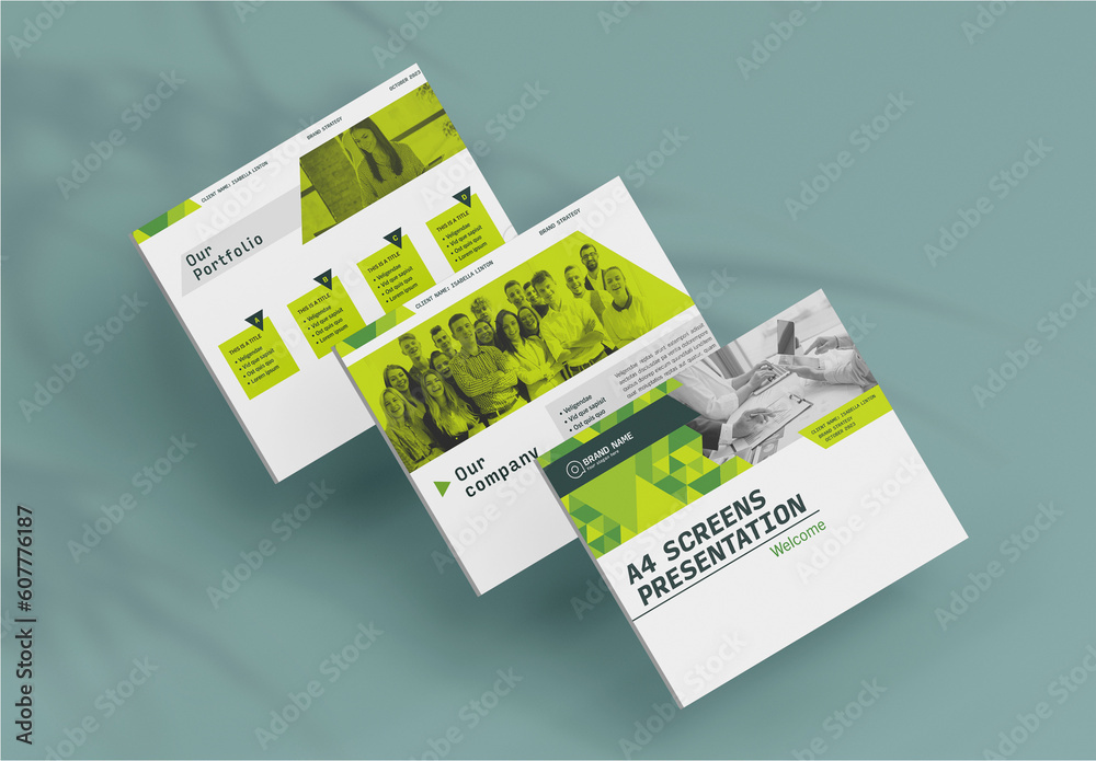 A4 Perspective Ui Screens Mockup Stock Template | Adobe Stock