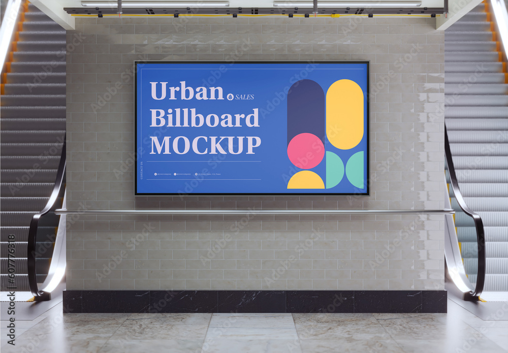 Subway Billboard Advertisement Scene Mockup Stock Template | Adobe Stock