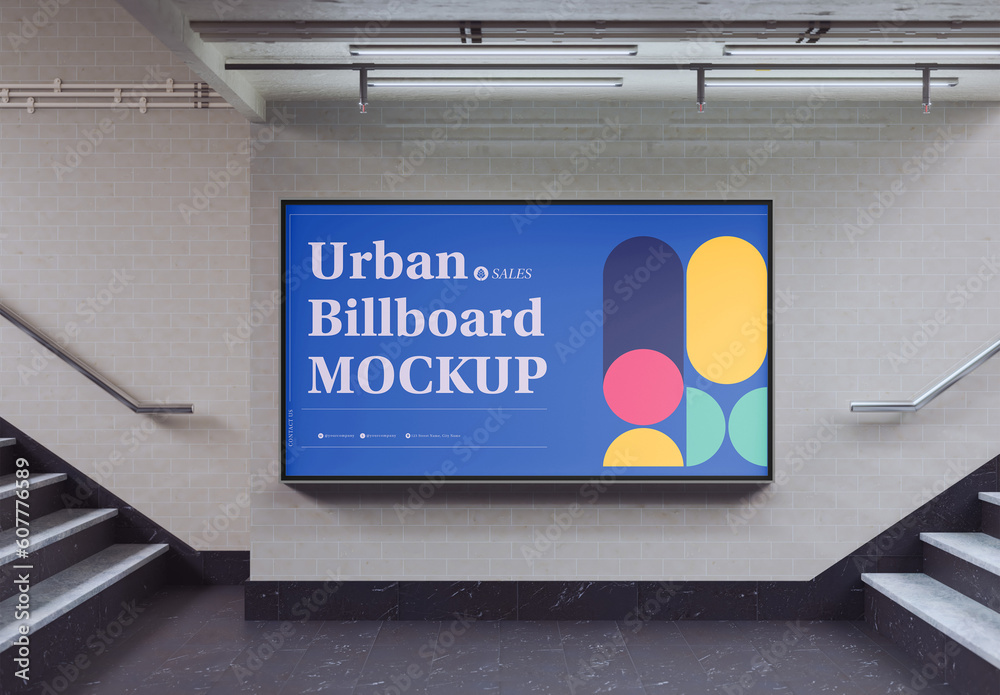 Subway Billboard Advertisement Scene Mockup Stock Template | Adobe Stock