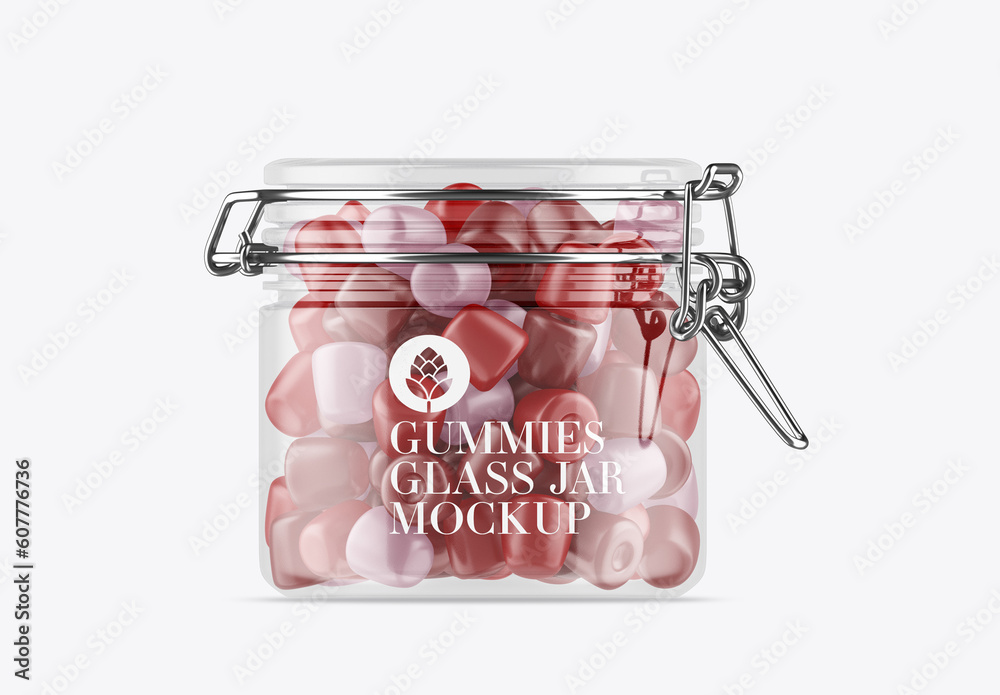 Classic Glass Jar with Gummies Mockup Stock Template | Adobe Stock