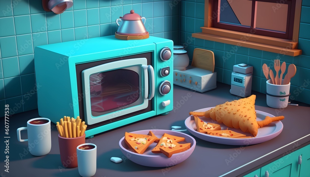 VR cooking game as stylized kitchen game fish and Chips. Generative AI ...