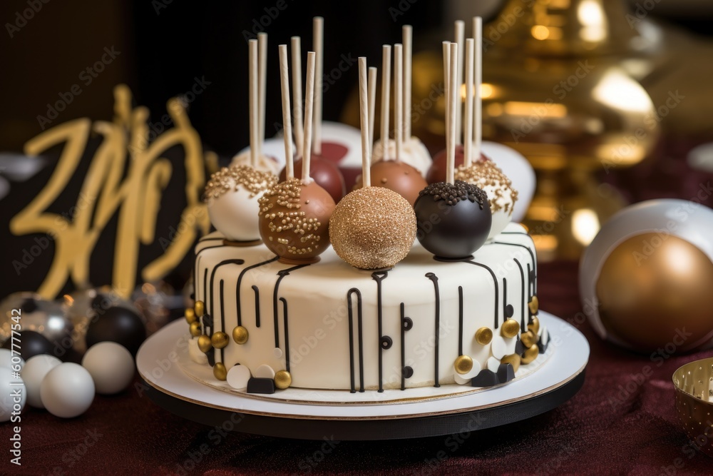 birthday cake with personalized lettering and custom-made cake pops ...