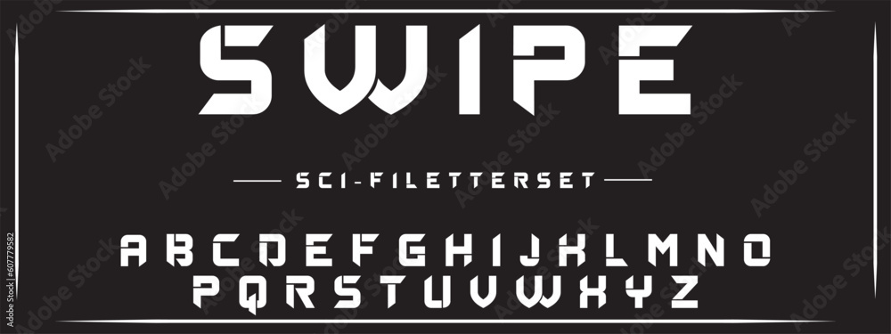 SWIPE, Sports minimal tech font letter set. Luxury vector typeface for ...