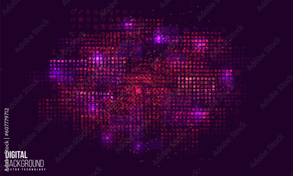 Cyber background constructed with different symbols. Digital futuristic ...