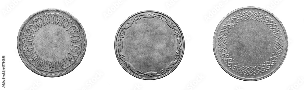 old empty silver coin on a transparent isolated background. png 스톡 사진 ...