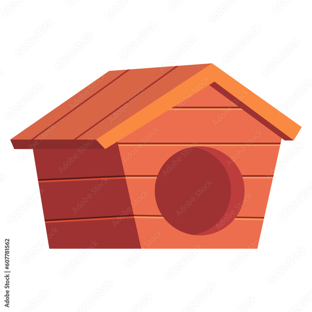 Red dog house cartoon.Wooden kennel. Pet dog house.Cartoon vector ...