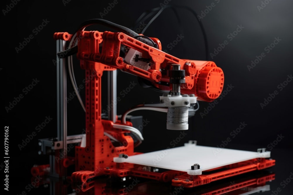3d printing robot, with robotic arm and extruder, working on intricate ...