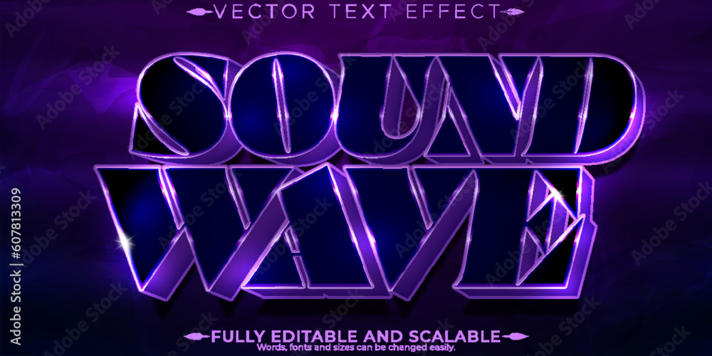 Sound wave text effect, editable disco club text style Stock Vector ...
