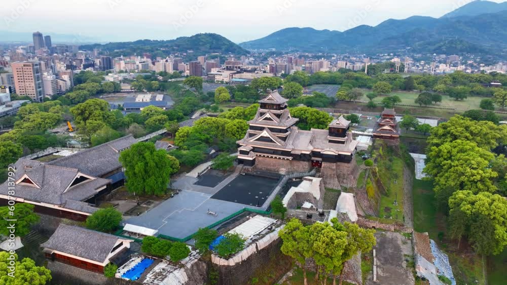 Japanese traditional samurai castle in Kumamoto, historic Edo ...