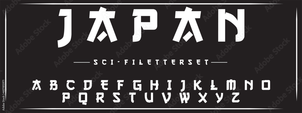 JAPAN, Sports minimal tech font letter set. Luxury vector typeface for ...