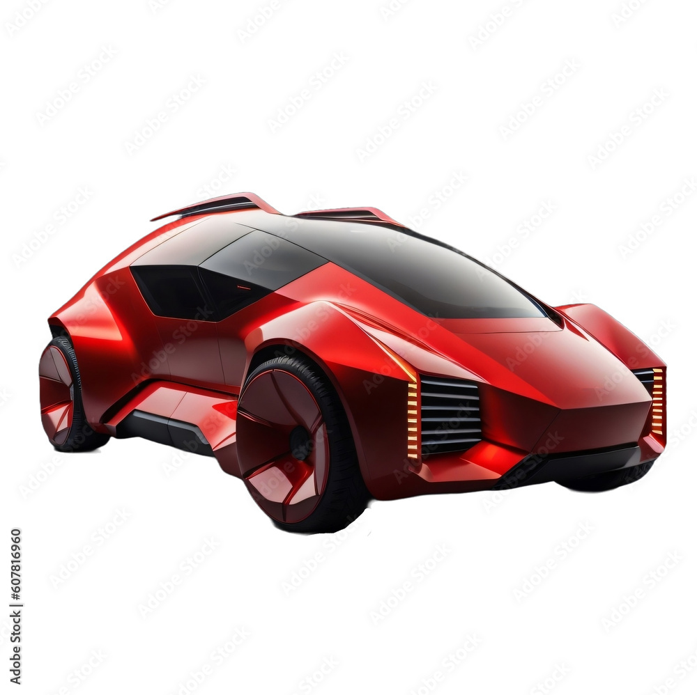 Red EV vehicle, Future EV car, futuristic design, alternative clean ...