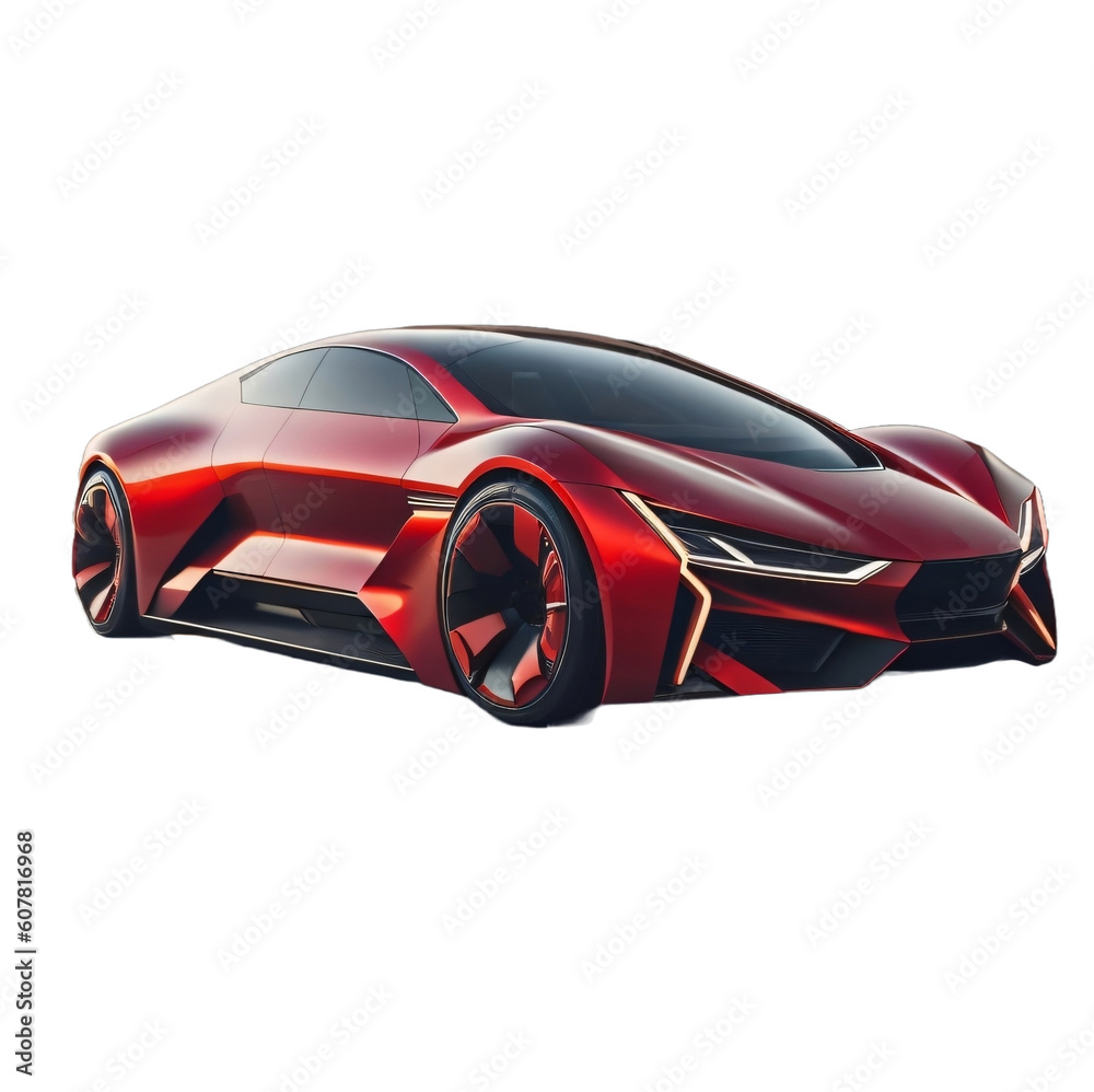 Red EV vehicle, Future EV car, futuristic design, alternative clean ...