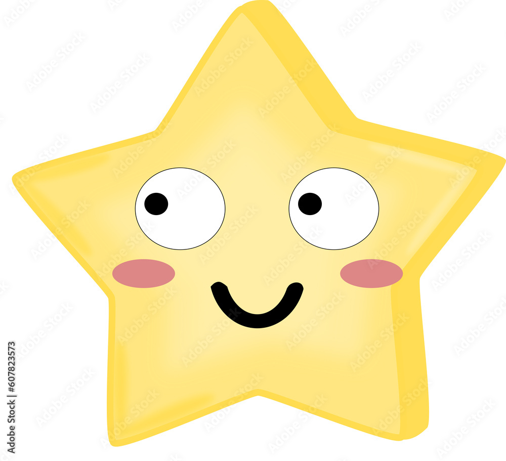 Cute yellow doodle star sneaky face. PNG illustration. Stock ...