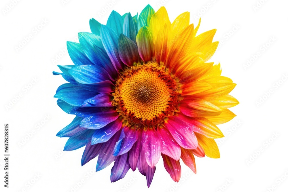 Beautiful sunflower flower with multiple paint colors and white ...