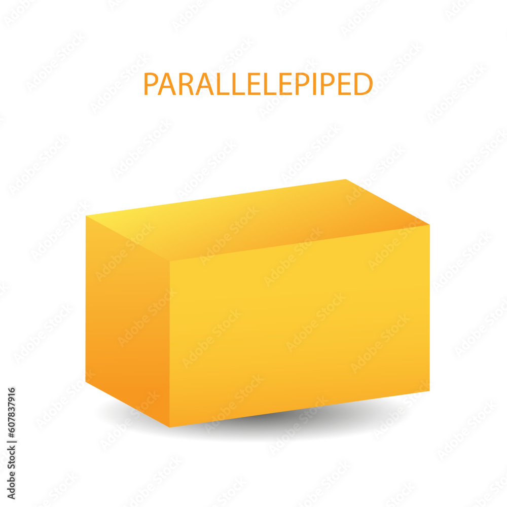 Vector parallelepiped with gradients and shadow for game, icon, package ...