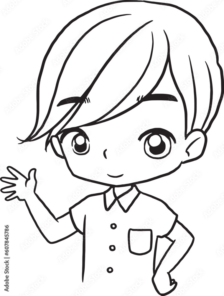 young boy drawing cartoons doodle kawaii anime cute illustration ...