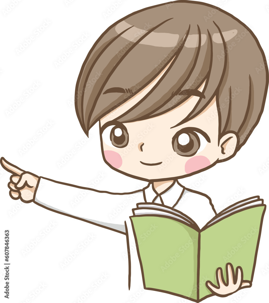 young girl reading a book drawing cartoons doodle kawaii anime cute ...