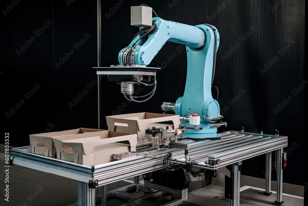 packaging and sorting robot, with its mechanical arms moving swiftly to ...