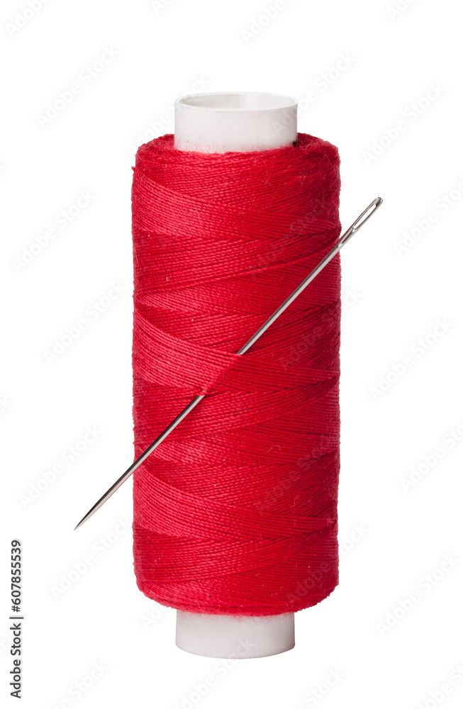 red bobbins of thread and needle on transparent background. png file ...