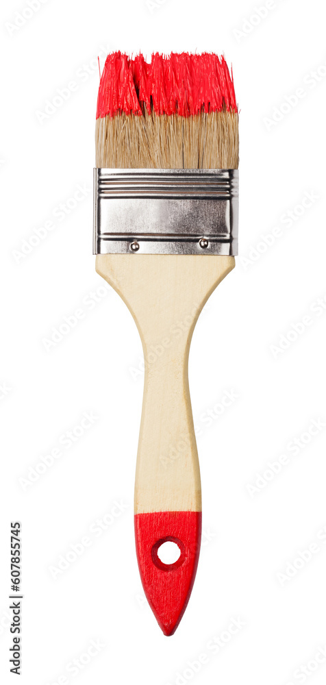 Paintbrush with red paint on transparent background. png file Stock ...