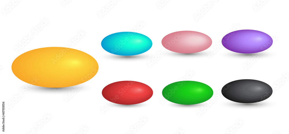 Set of vector ellipsoids with gradients and shadow for game, icon ...