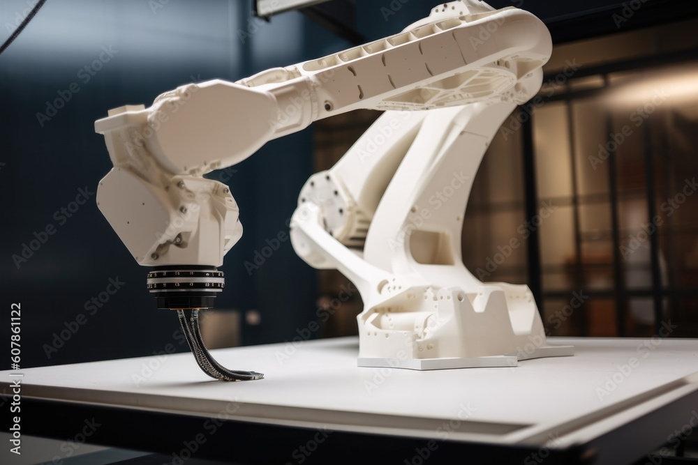 3d printing and additive manufacturing robot, with its arm moving in ...