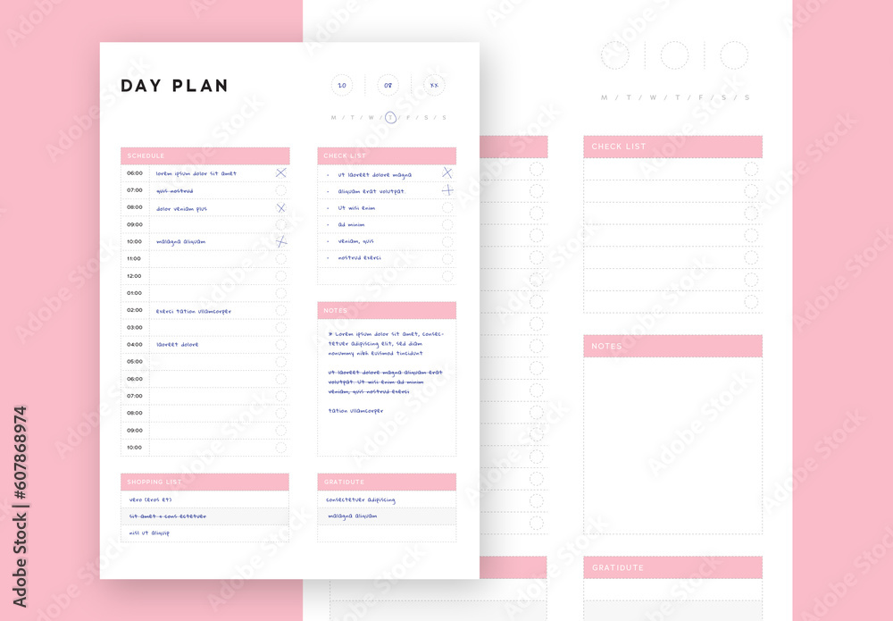 Day Plan Layout With Minimal Design Style Stock Template | Adobe Stock