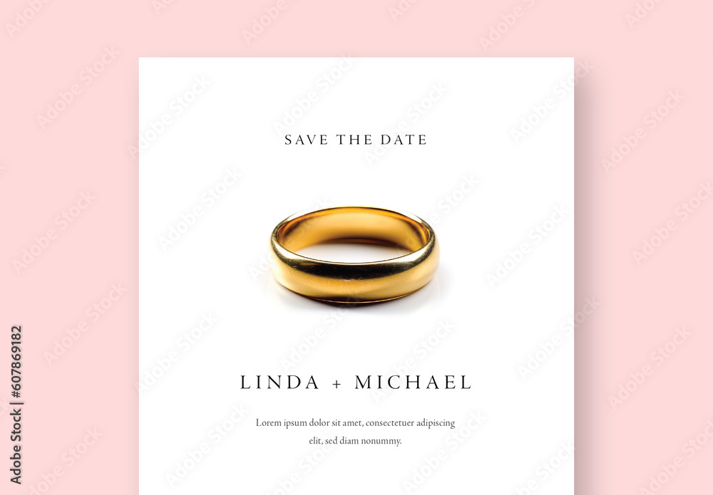 Wedding Invitation Layout With Gold Ring Background And Generative Ai ...