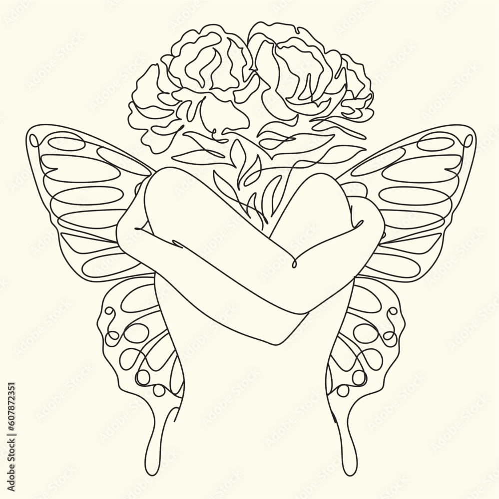 Woman Line Art Self Love Minimalist Logo. Nature Organic Cosmetics ...