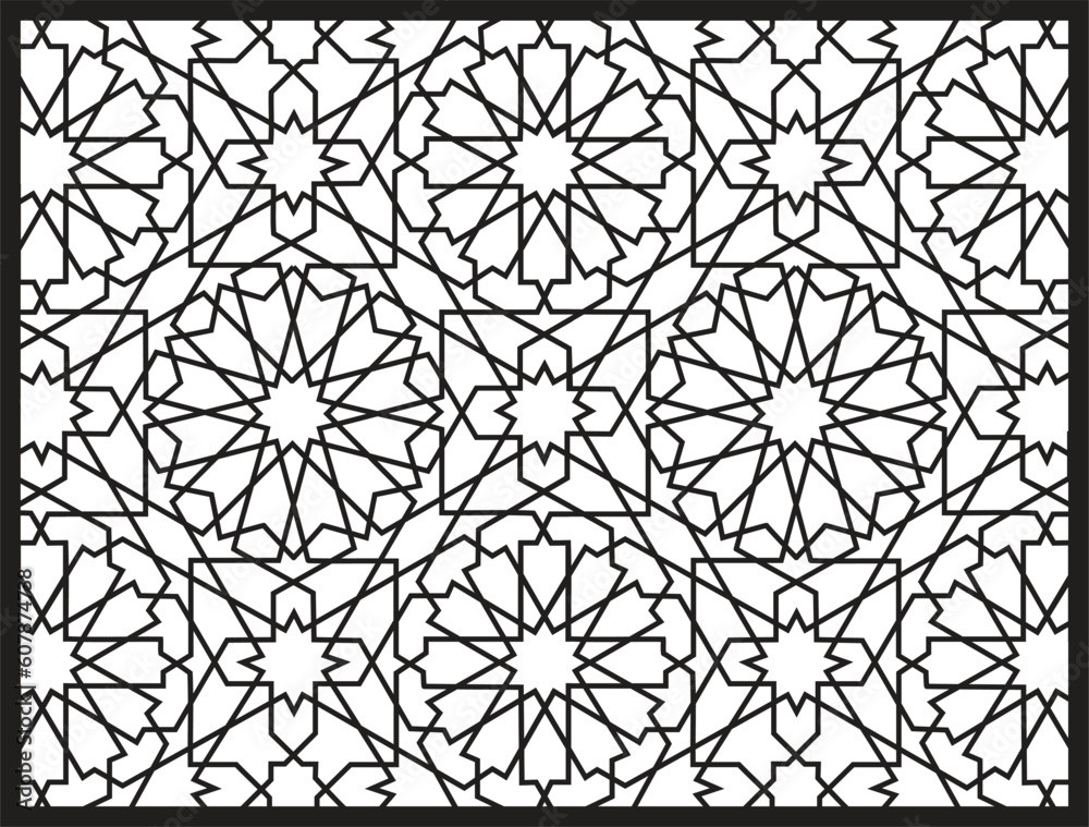 Arabic ornament Design, Islamic art ,seamless pattern,outline black and ...