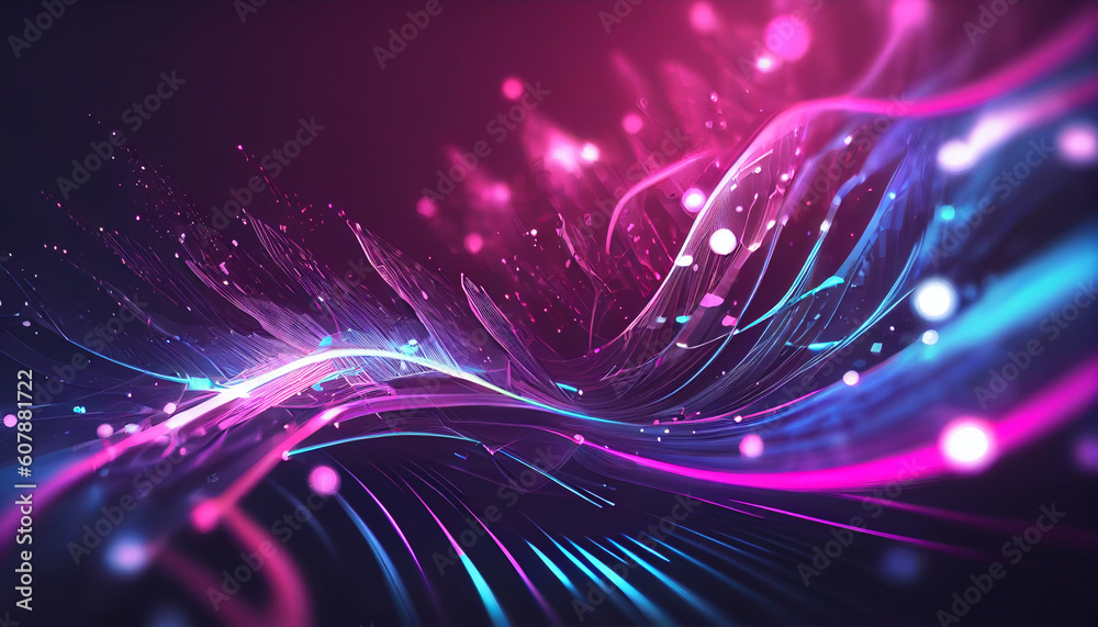 Abstract futuristic background with pink blue glowing Ai generated ...