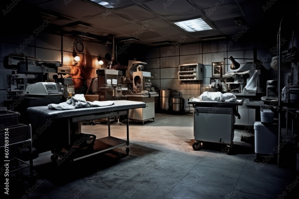 stock photo of morgue room with stuff tools equipment AI Generated ...
