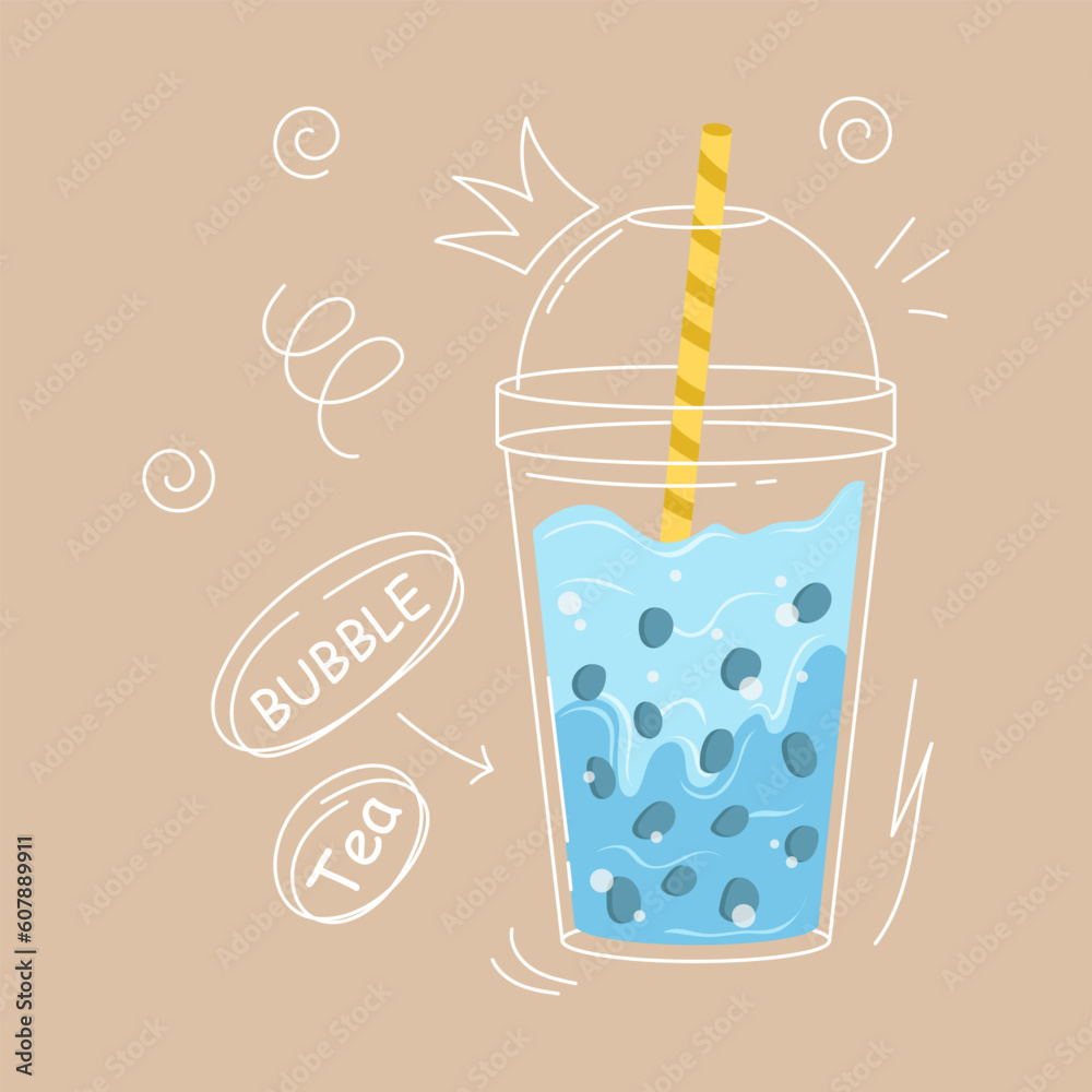 Tasty Bubble tea. Milk tea with tapioca pearls. Boba tea. Asian ...