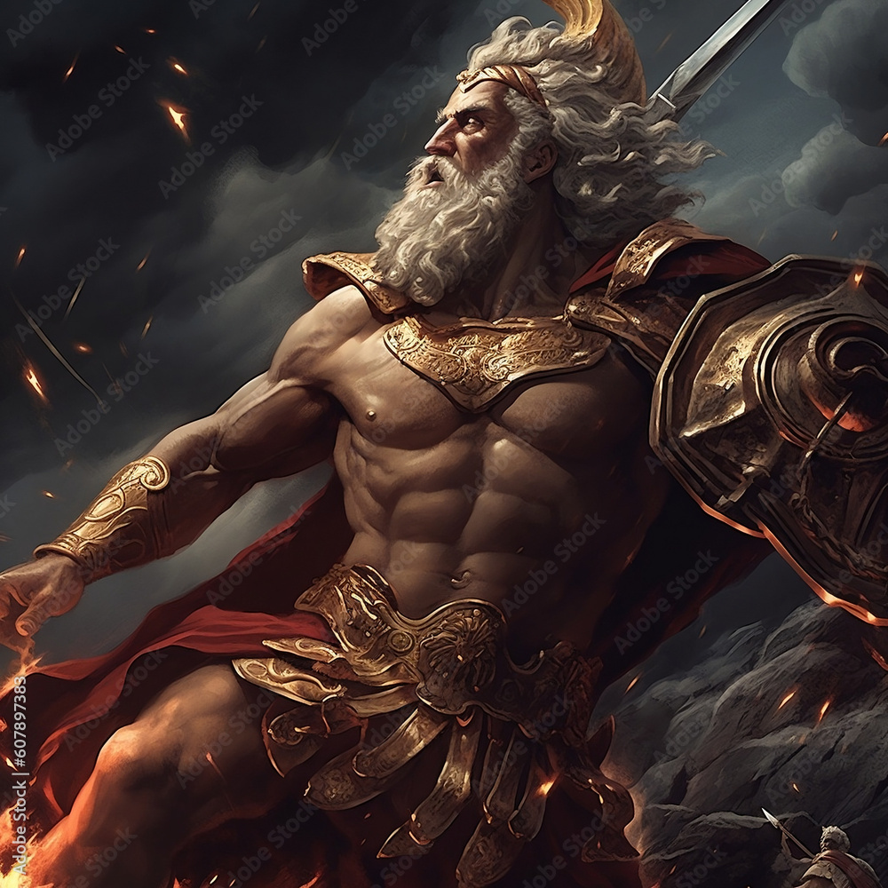 god zeus, titan, not a real person, using ai Stock Illustration | Adobe ...