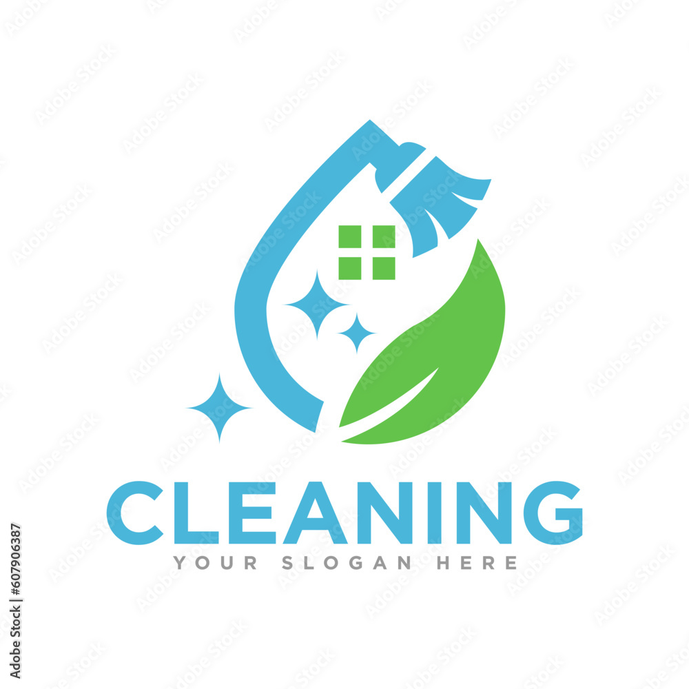 Cleaning Service Logo Design Illustration Stock Vector | Adobe Stock