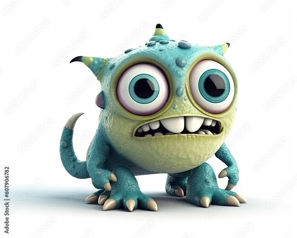 Realistic 3d cute monster, isolated on white background Stock ...