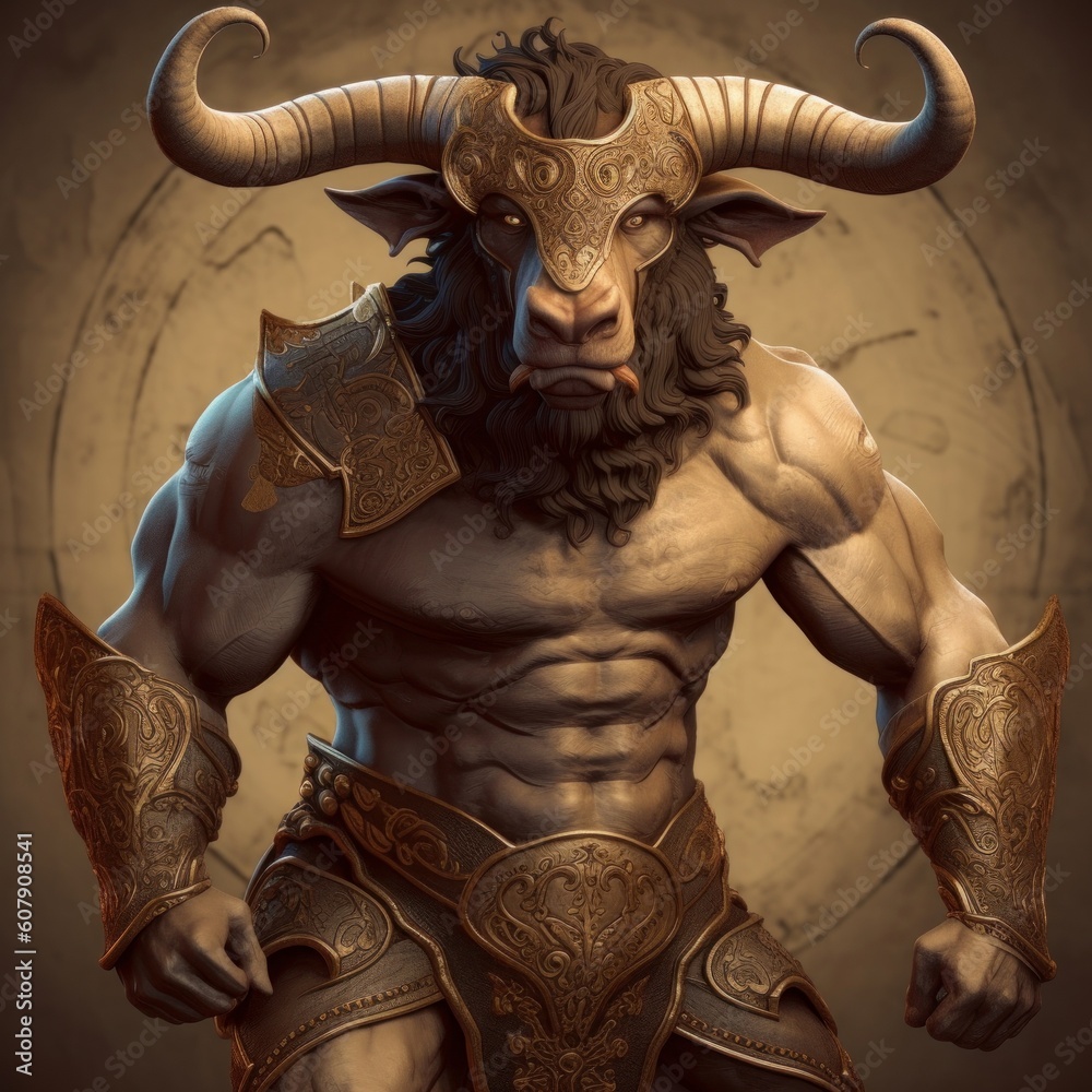 Concept art illustration of Minotaur from greek mythology, Generative ...
